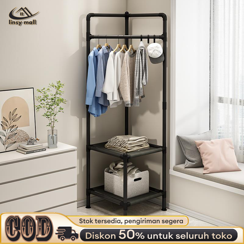 Jual Rak Gantungan Baju Sudut Rak Stand Hanger Rak Baju Portable Lemari ...