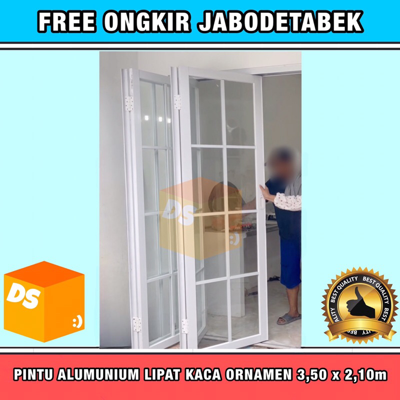 Jual PINTU ALUMUNIUM LIPAT ORNAMEN KACA TINGGI 210cm x LEBAR 350cm ...