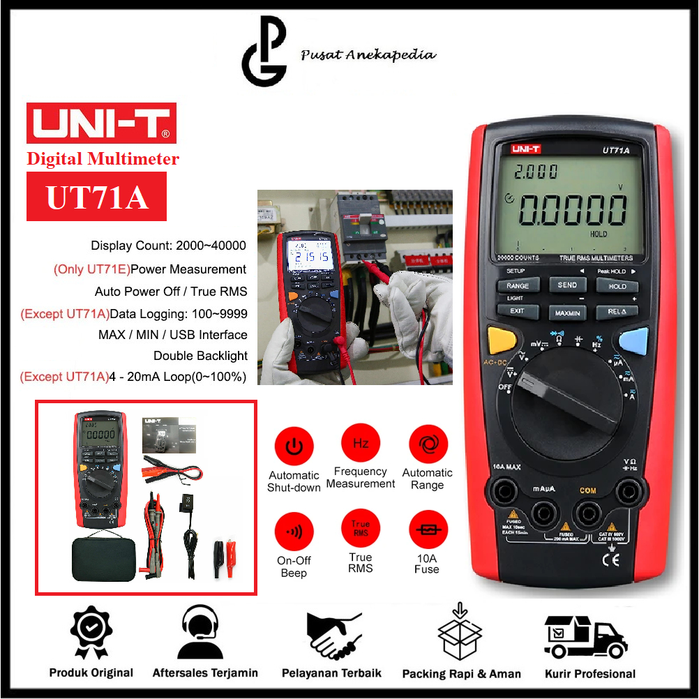 Jual UNI-T UT71A True RMS USB DMM Digital Multimeter AC DC Volt Tester ...