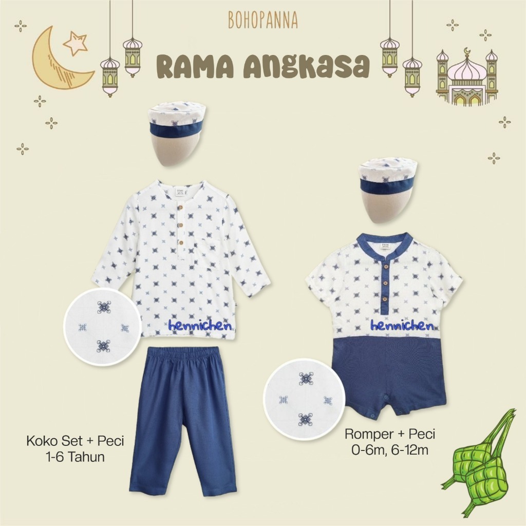 Jual BAJU LEBARAN Bohopanna Couple Rama Papa dan Anak 0-14 Tahun Setelan Koko + Peci Raya ...