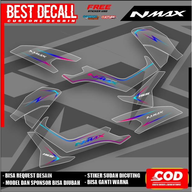 Jual STIKER STRIPING TRANSPARAN MOTOR NMAX OLD/NEW FACELIFT LIS STICKER ...
