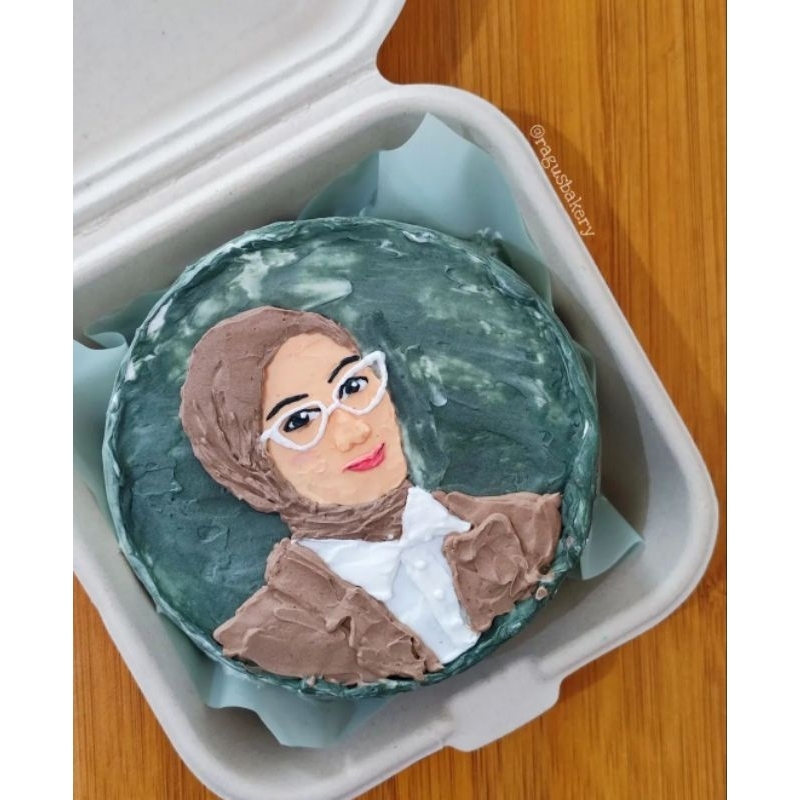 Jual BENTO CAKE Korean Cake 12 cm Brownies Design Gambar Potret Wajah ...