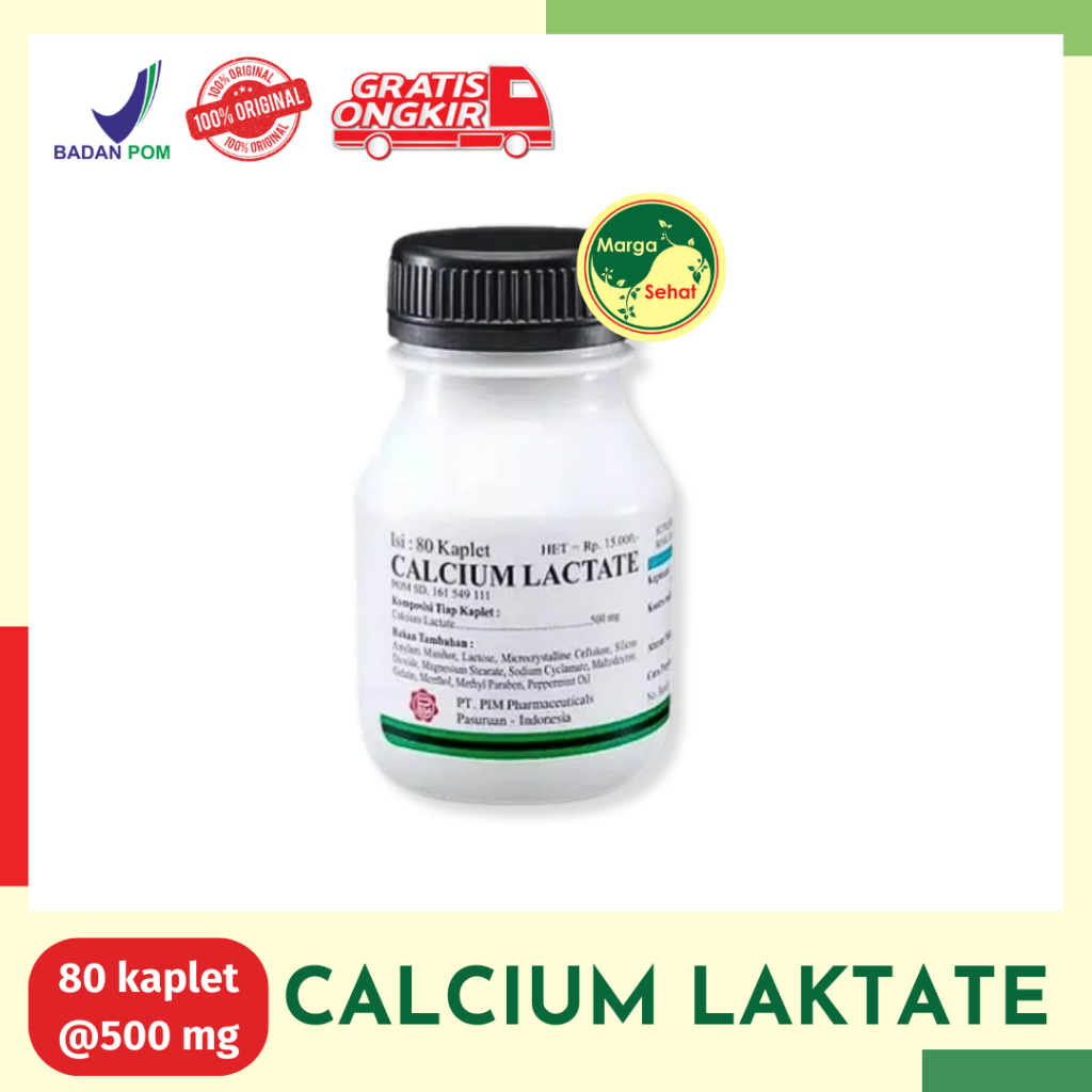 Jual CALCIUM LAKTATE 80 KAPLET / KALSIUM / KESEHATAN TULANG / SUPLEMEN ...