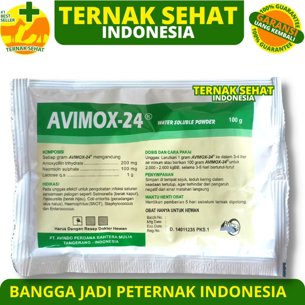 Jual AVIMOX 24 ISI 100 GRAM - Obat Ayam Snot Koli Berak Kapur Berak ...
