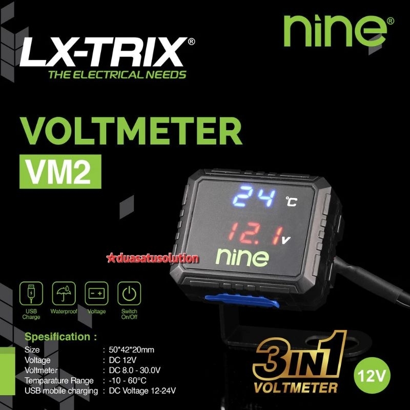Jual UNIVERSAL VOLMETER 3IN1 USB SUHU VOLTASE VM1 VM2 LXTRIX NINE ANTI AIR | Shopee Indonesia