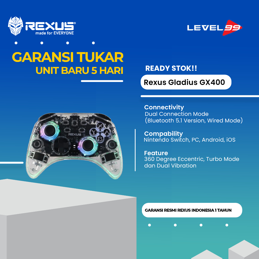 Jual Rexus Bluetooth Gamepad Gladius Gx400 | Shopee Indonesia