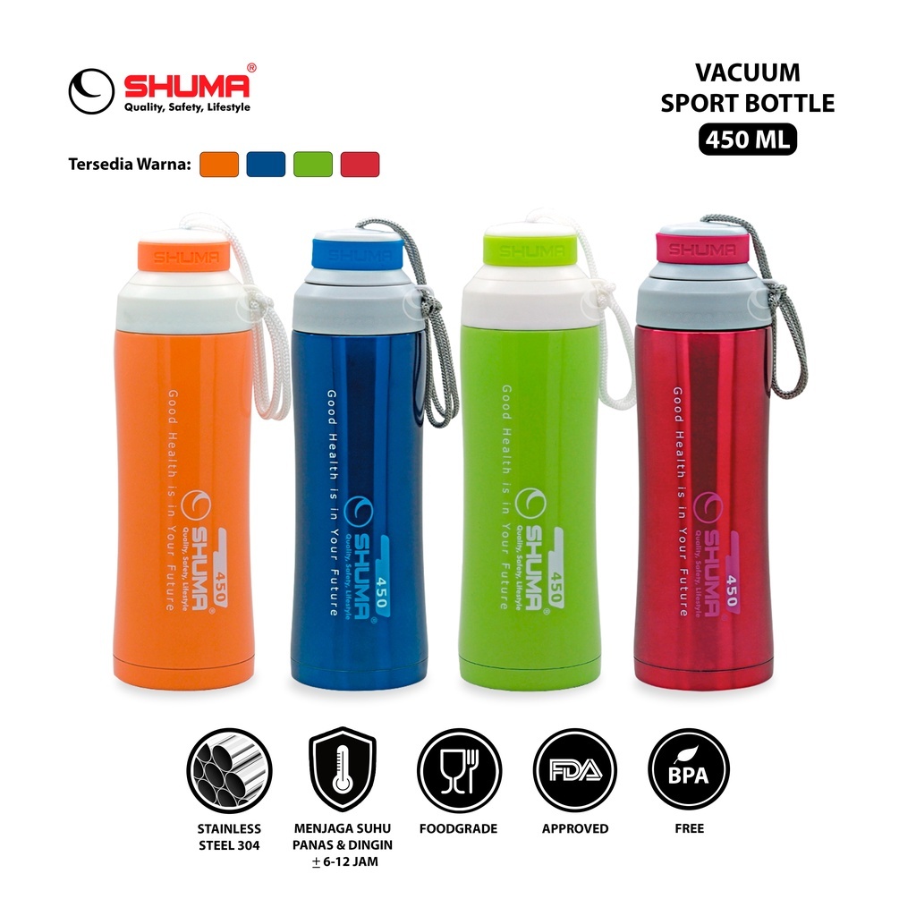 Jual SHUMA Sport 450ml Botol Minum Termos Air Panas & Dingin Stainless ...