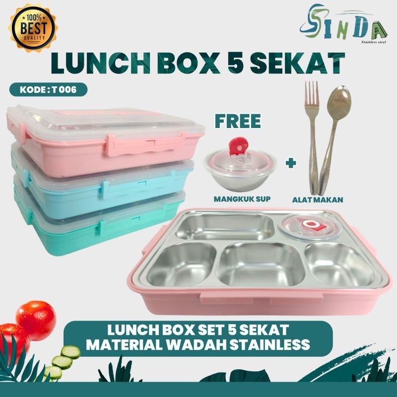 Jual LUNCH BOX STAINLESS 5 Sekat / Lunch Box ANTI TUMPAH / Kotak MAKAN ...