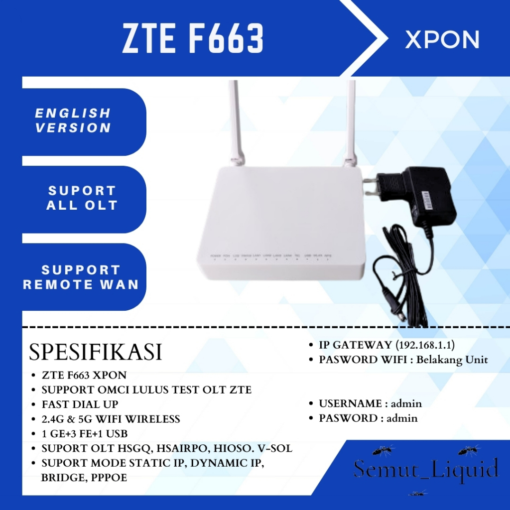 Jual Onu Xpon ZTE f663 F663NV3a Suport all olt Gpon Epon lulus uji Test ...