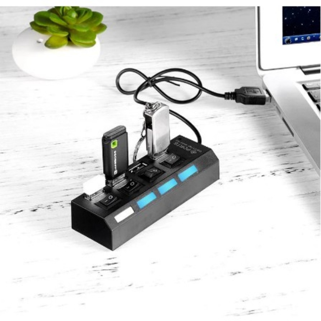 Jual USB Hub 4 Port Output On / Off Saklar 4 IN 1 2.0 Colokan Konektor ...