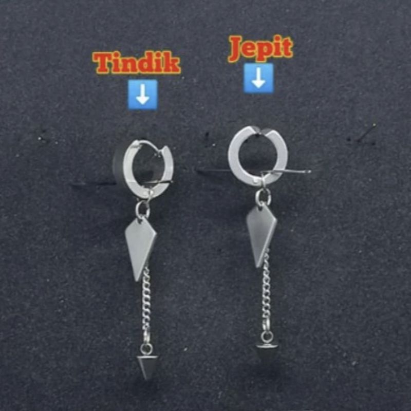 Jual Anting wanita pria anting korea gantung tindik capit | Shopee ...