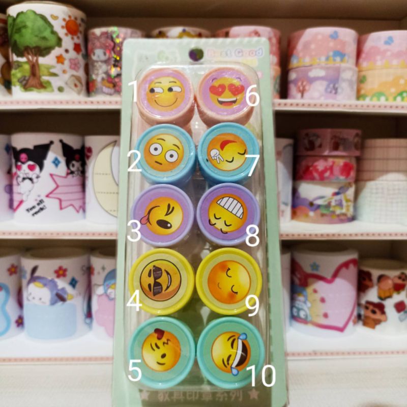 Jual Stempel Emoji/ Cap Tinta Emoticon Reward/ Mainan Anak | Shopee ...