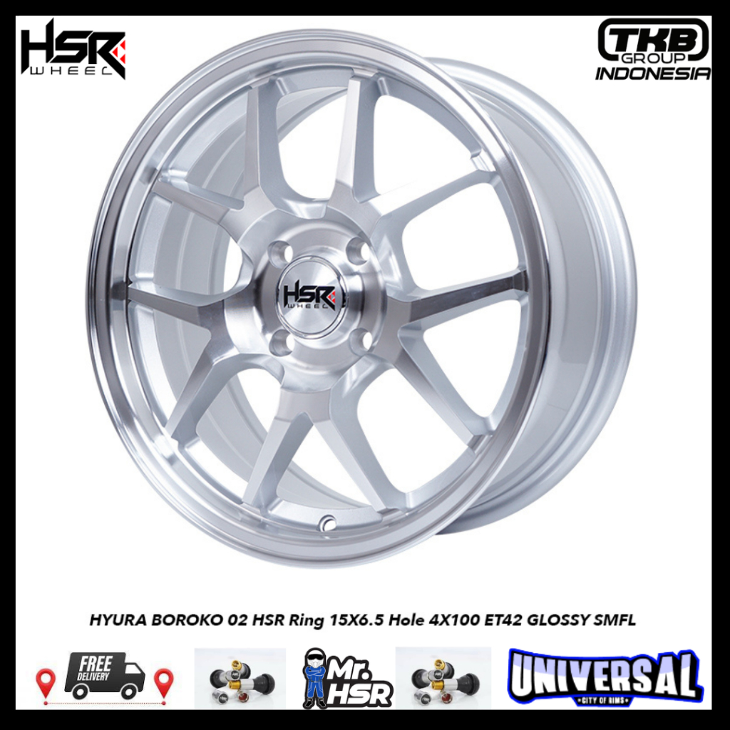 Jual VELG ORIGINAL HSR MODEL HYURA BOROKO 02 RING 15X65 HOLE 4X100 ET ...