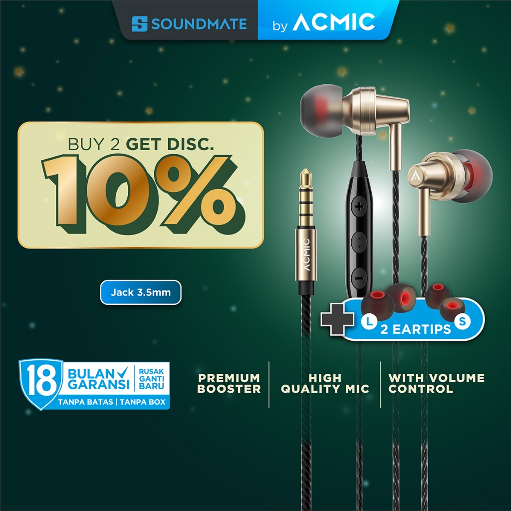 Jual ACMIC ELITE In-Ear Headset Earphone Earbuds Headphone Stereo with ...