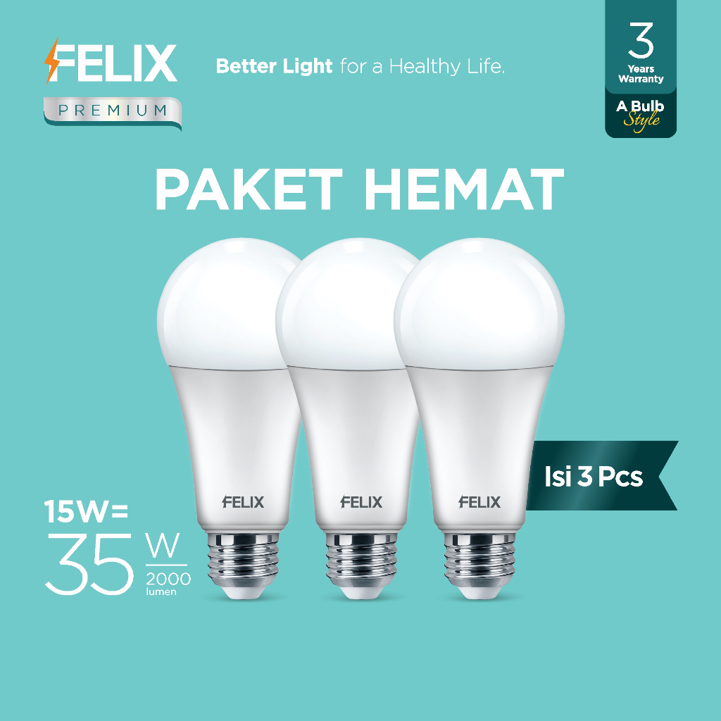 Jual FELIX PREMIUM Lampu Bohlam LED 15 Watt A Bulb Style Putih Cool ...