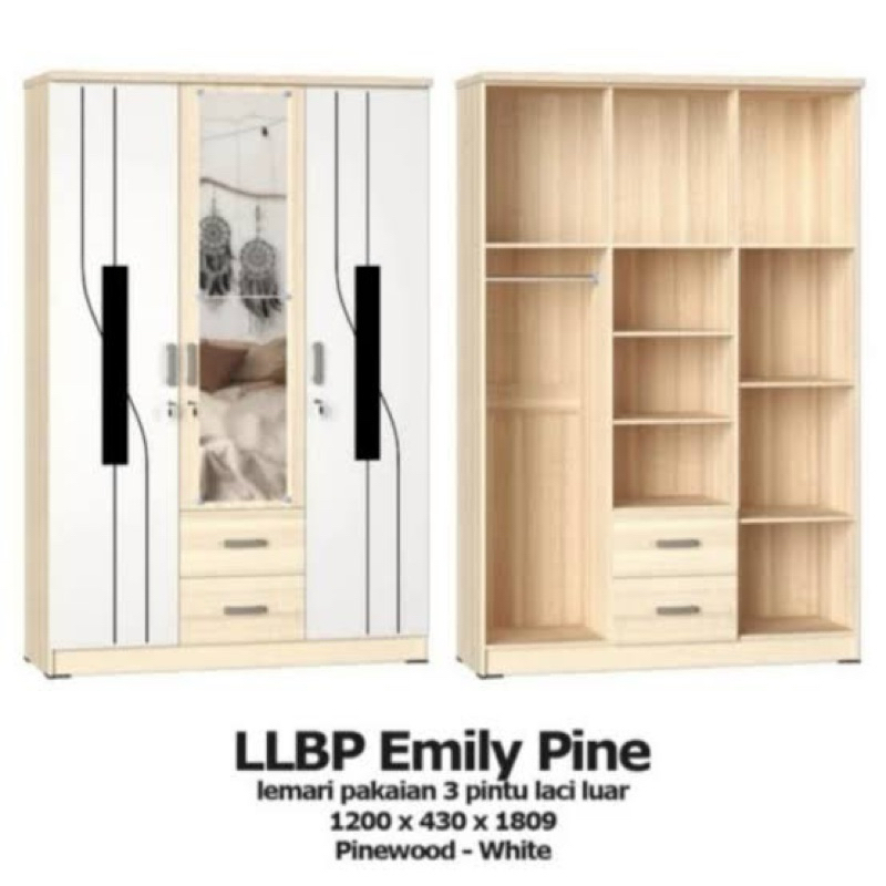 Jual LEMARI PAKAIAN 3 PINTU LLBP EMILY PINE [ BATAM ] | Shopee Indonesia