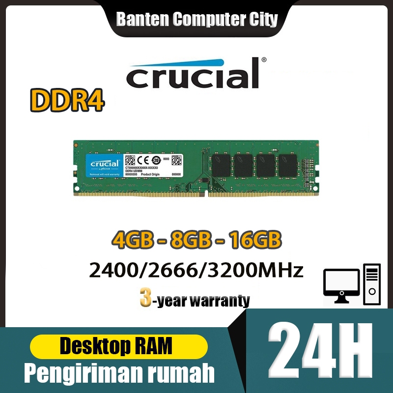 Jual Pengiriman Jakarta Dektop DDR4 RAM 4GB 8GB 16GB Crucial 2400 2666 ...