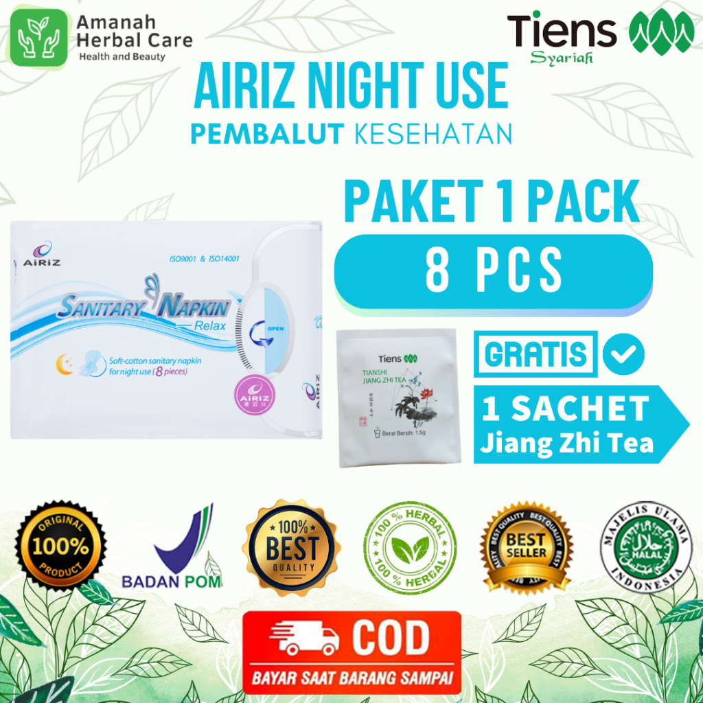 Jual Airiz Pembalut Wanita / Pembalut Kesehatan Herbal Airiz Night Time ...