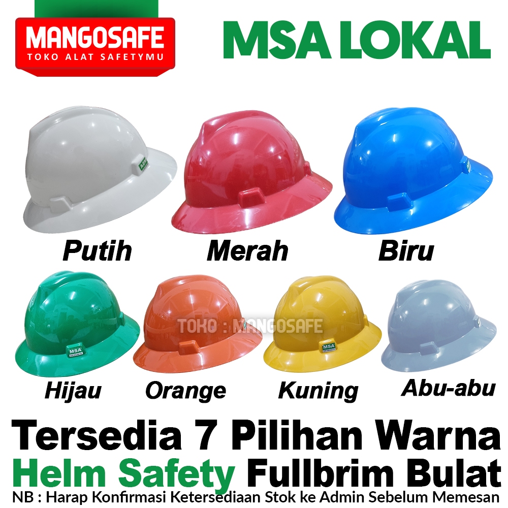Jual Helm Safety Proyek MSA Lokal Bulat Full Brim warna Putih Kuning ...