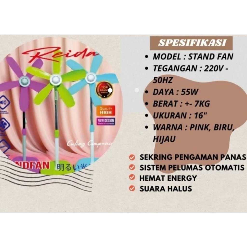 Jual Reida Mini Fan / Kipas Angin Standing Kost Murah 5 Baling 55W 16 inch | Shopee Indonesia