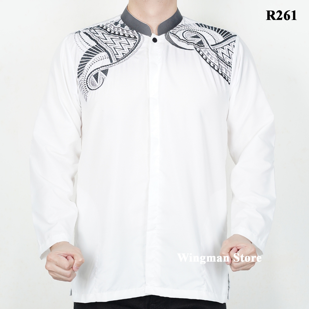 Jual Baju Koko Muslim Pria Bordir Monochrome | Shopee Indonesia