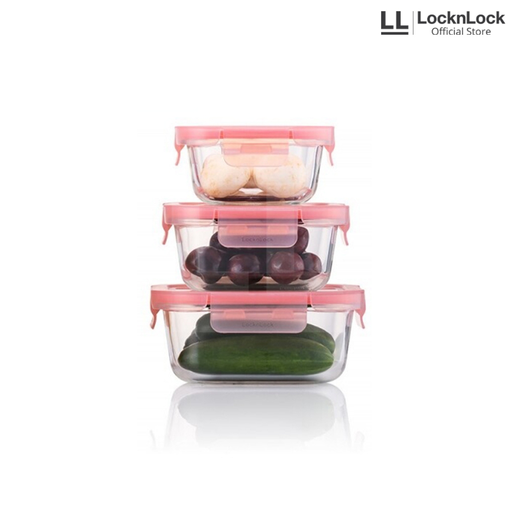 Jual LocknLock Oven Glass Rose Wadah Makan Kaca Square Container Series ...