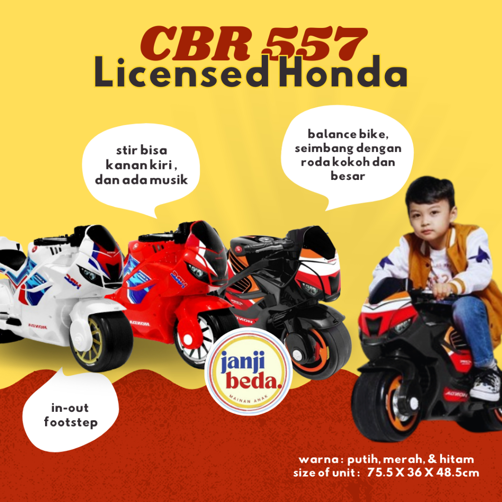 Jual Motor balance anak CBR 557 SHP Toys HONDA 600RR Mainan Motor Balap ...