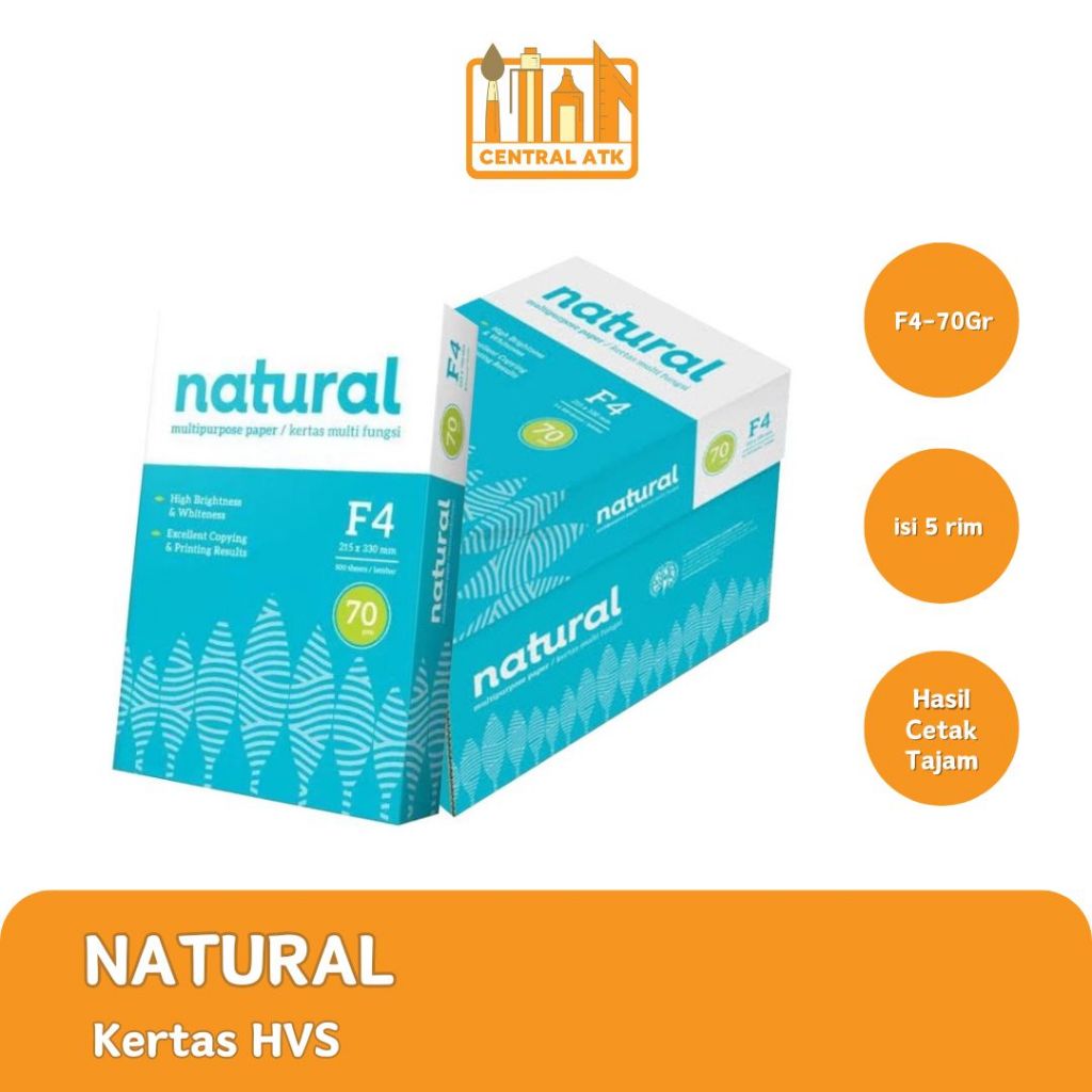 Jual KERTAS HVS / PRINT / FOTOCOPY NATURAL F4 70 GRAM (1 BOX) | Shopee Indonesia