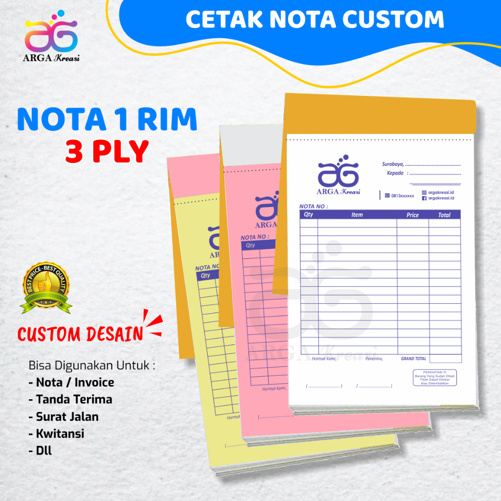Jual Cetak Surat Jalan 3 Ply Custom 1 Rim Nota Rangkap 3 Tanda Terima ...