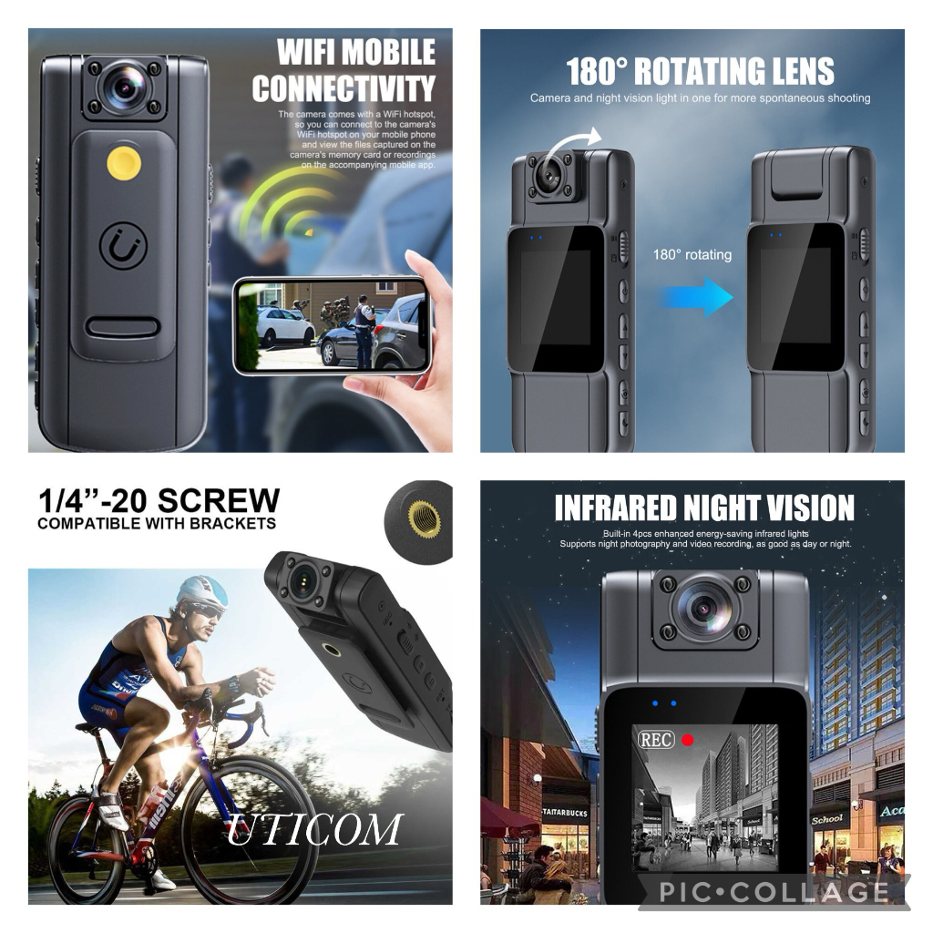 Jual Body cam mini camera Wifi 4k Full HD 1080P rotating lens baterai ...