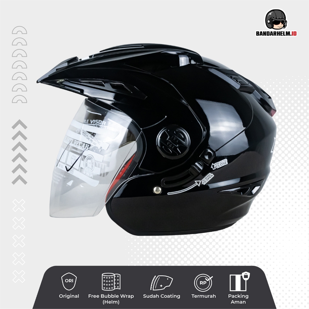 Jual Helm RN Double Visor Hitam Glossy Original | Shopee Indonesia