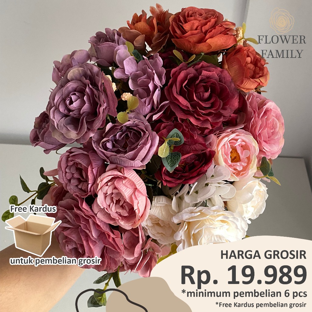 Jual Flower Family - [6 Cabang] Autumn Rustic Rose / BUNGA MIX /Rose ...