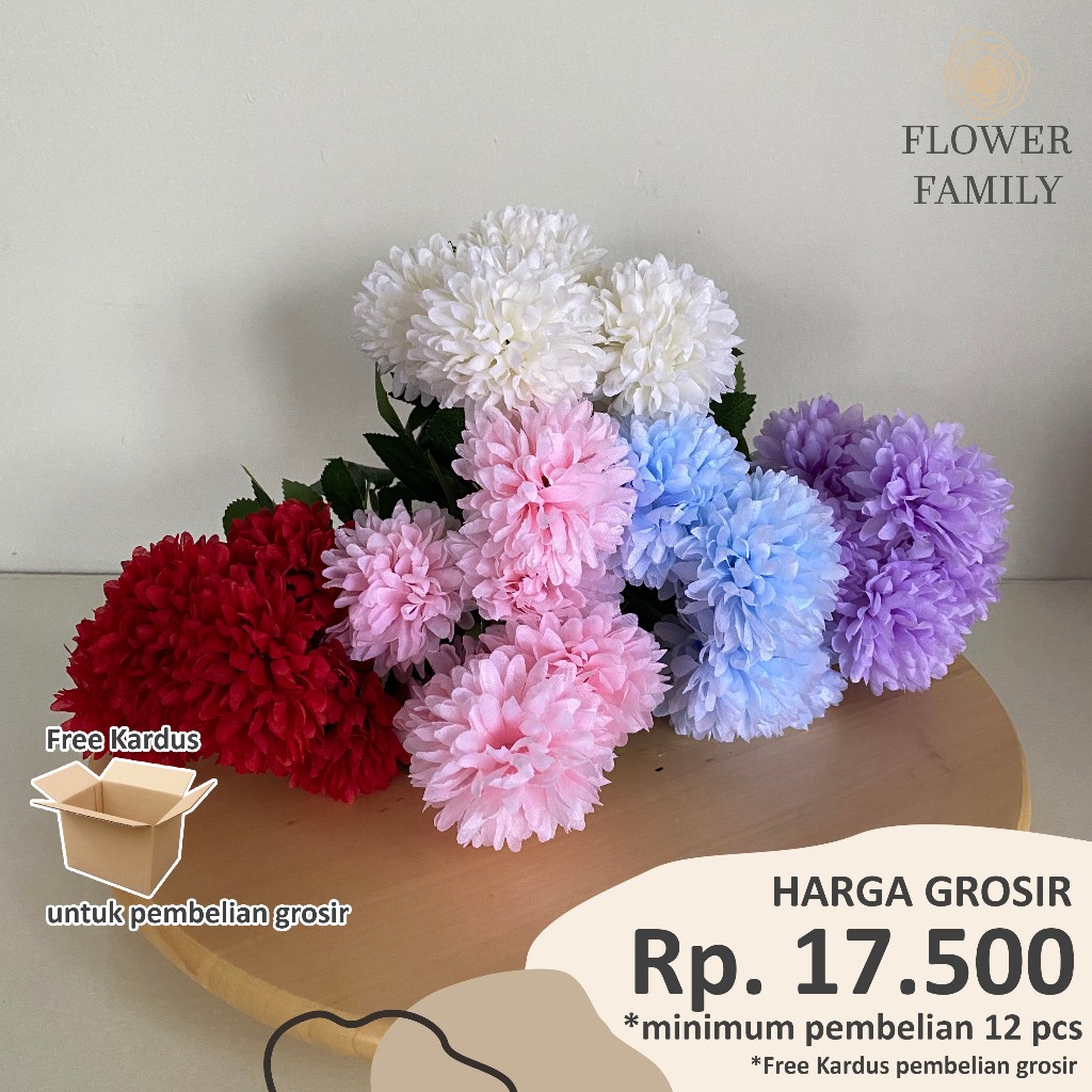 Jual Flower Family - [6 Cabang] Pom pom Artificial / Bunga Palsu Pom ...