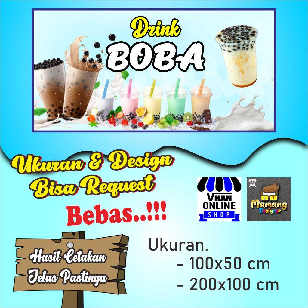 Jual Spanduk, Banner, Mmt Drink Boba, Minuman Boba Keren | Shopee Indonesia