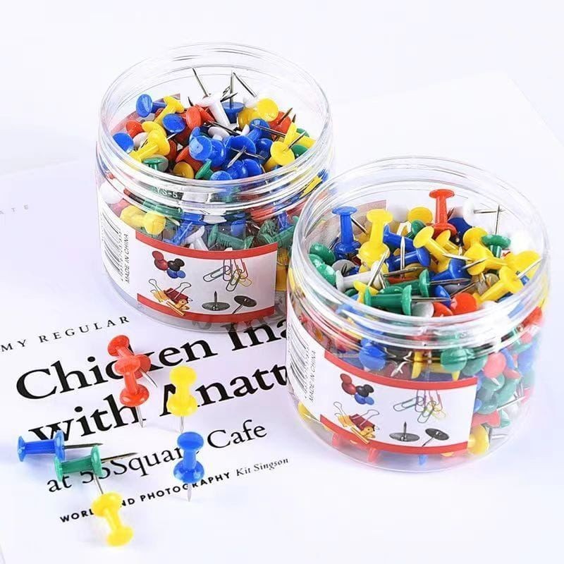 Jual Push Pin Jarum Tekan Paku Pin warna Warni Per 100 Pcs paku mading ...