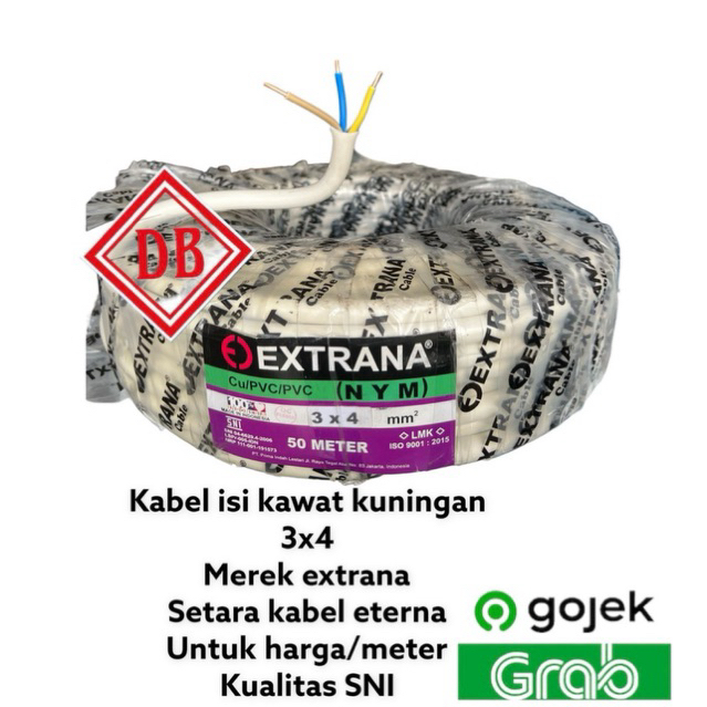 Jual DB KABEL EXTRANA 3X4mm/HARGA PERMETER/KABEL LISTRIK KUNINGAN/KABEL ...