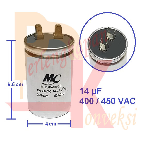 Jual Kapasitor MICHICON MC 14UF 14MF 14 UF MF Microfarad 400V 450V ...