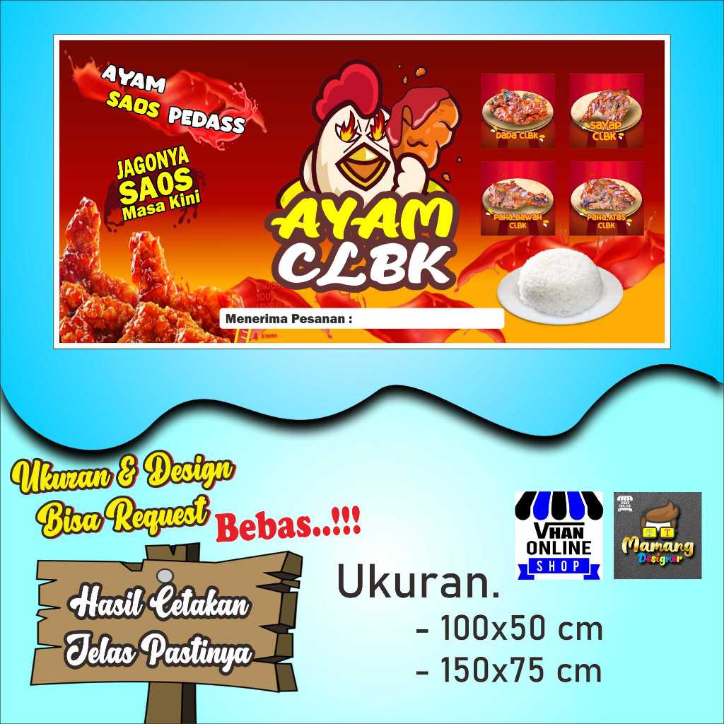 Jual Spanduk, Banner, Mmt Jualan Ayam CLBK, Chicken, Ayam Goreng ...