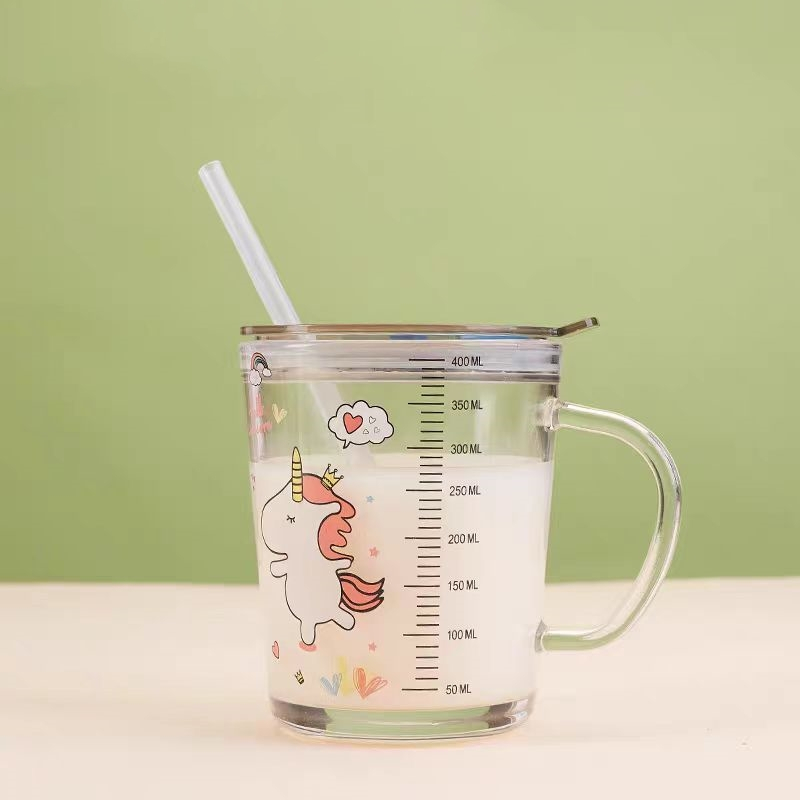 Jual VOOVA Gelas Kaca Serbaguna Motif Cartoon / Gelas Anak / Gelas Susu ...