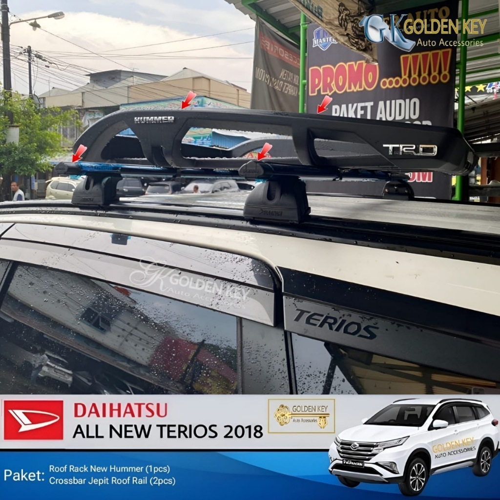 Jual PAKET All New Terios 2018 Roof Rack New Hummer + Crossbar Jepit ...