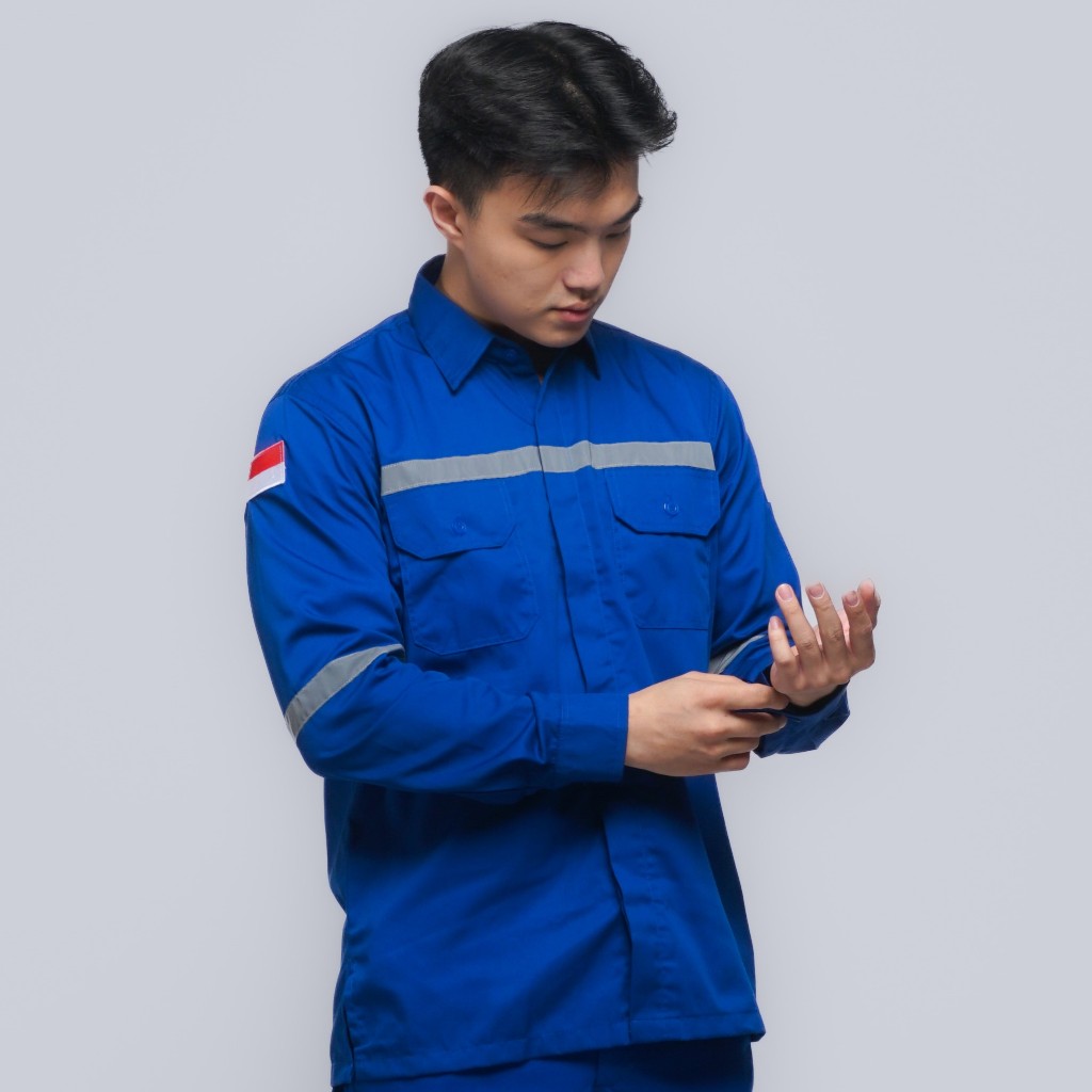 Jual Baju Kemeja Safety Wearpack Jumbo Seragam Kerja Proyek Warna Biru ...