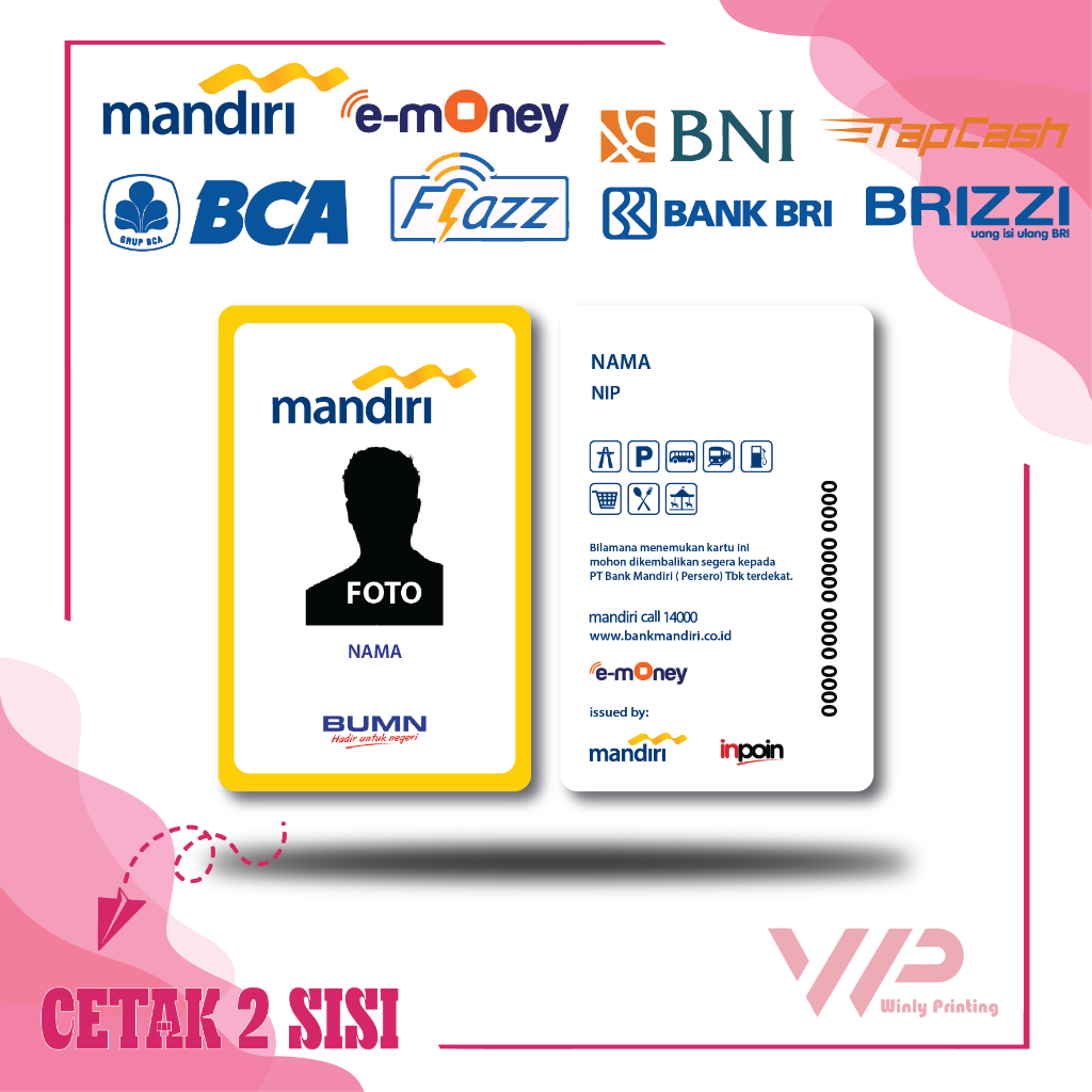 Jual KARTU ID CARD BANK MANDIRI KUNING NEW PEGAWAI EMONEY MANDIRI FLAZZ ...