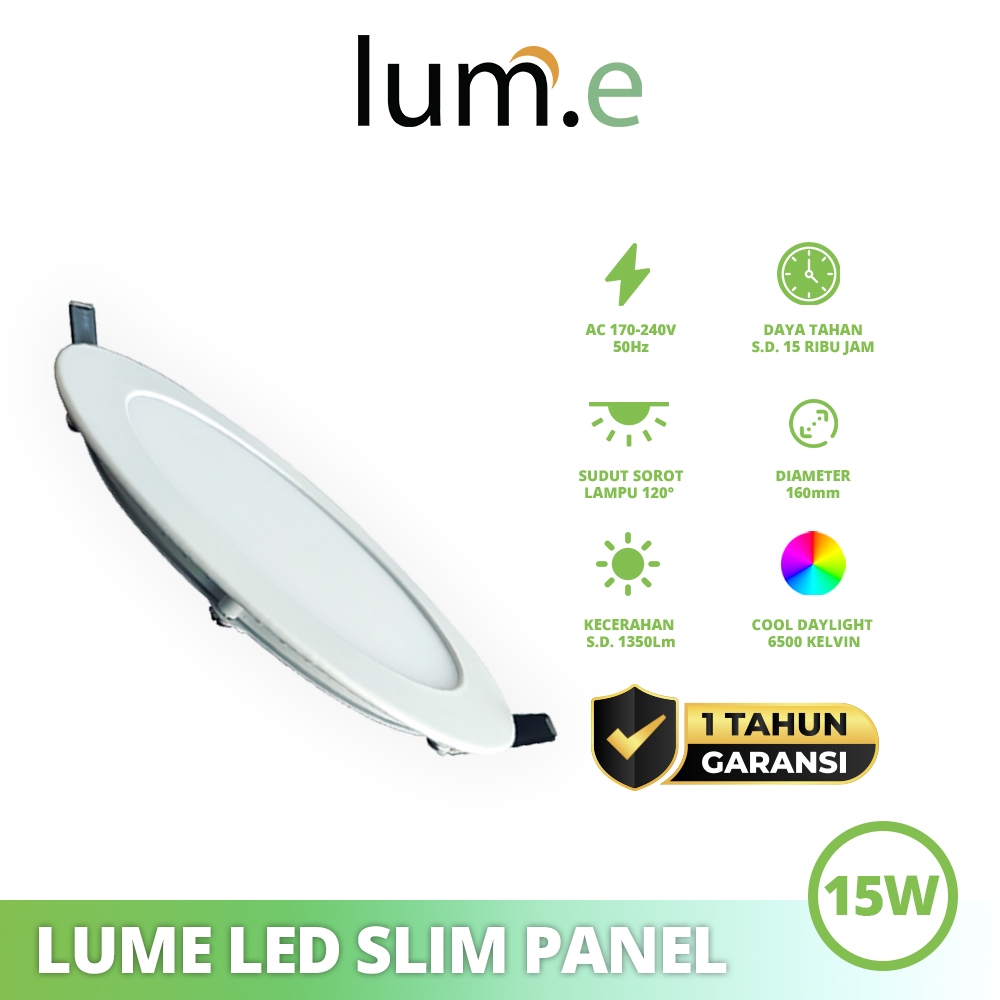 Jual Lampu LED Slim Panel LUME 15 Watt 6500K Putih | Shopee Indonesia