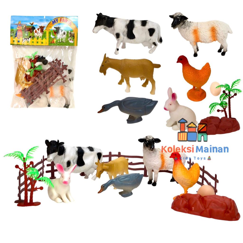 Jual Mainan hobi anak hewan ternak 6 pcs miniatur figure set binatang ...