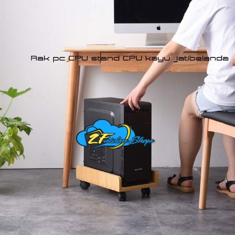 Jual Rak CPU / dudukan CPU dengan roda / Tray CPU kayu | Shopee Indonesia