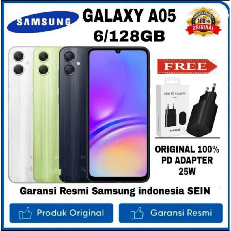 Jual SAMSUNG A05 RAM 6/128GB CAM 50MP GARANSI RESMI (GRATIS BATOK CAS ...