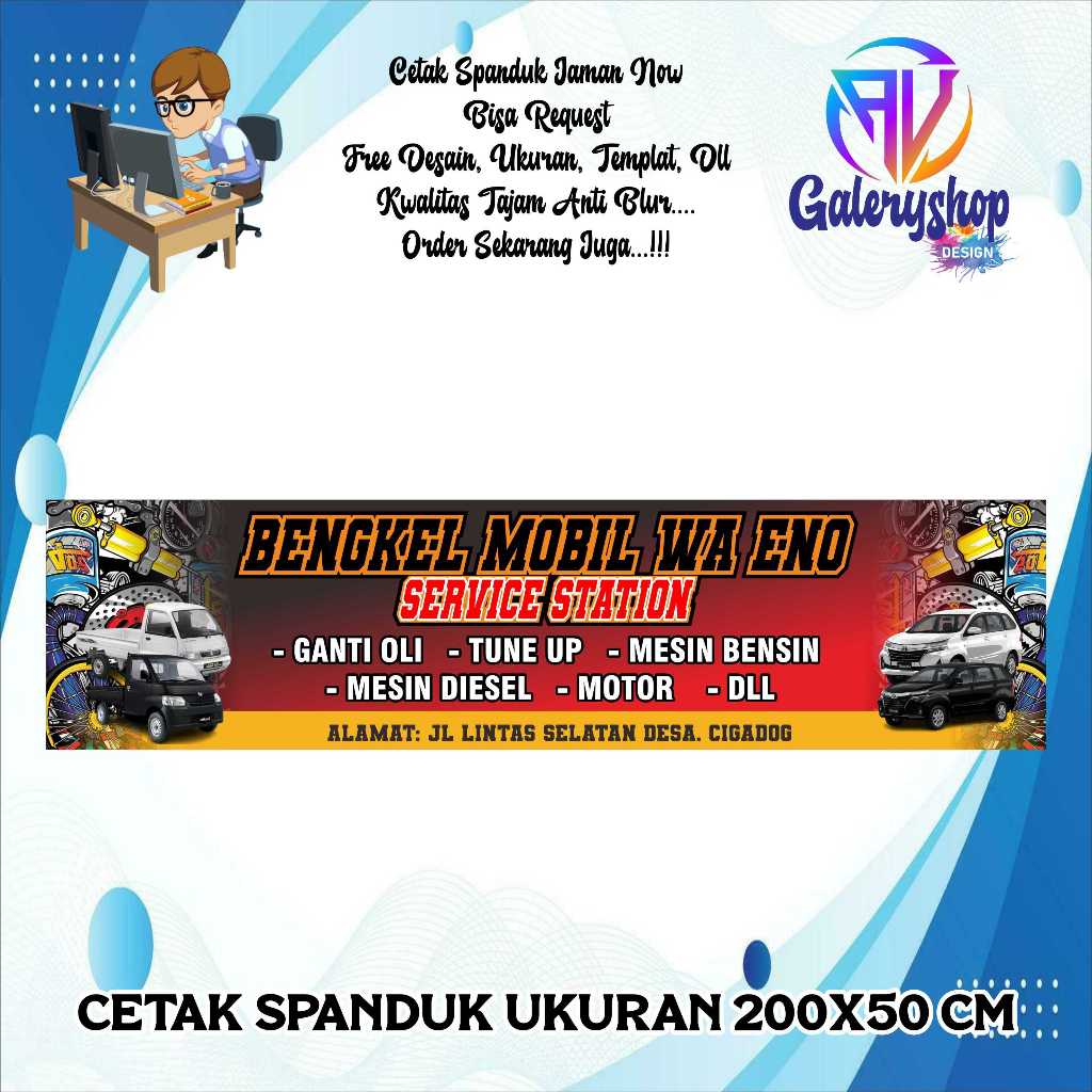 Jual spanduk, banner bengkel mobil, restorasi, dll custom 200x50 cm ...
