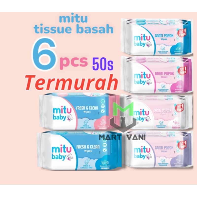Jual 6pcs/3pack MITU TISU BASAH 50s | Shopee Indonesia