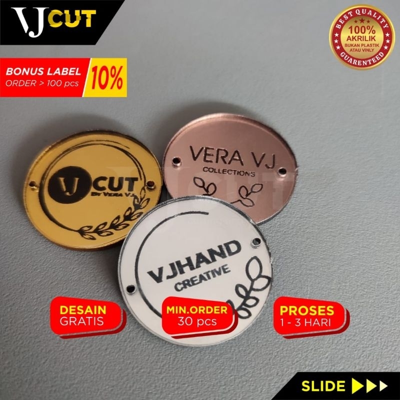 Jual Label Akrilik Bulat / Label Hijab Akrilik Bulat Logo Hijab Custom ...