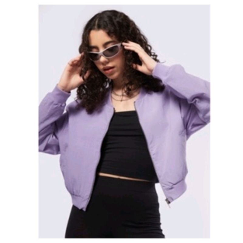 Jual New with tag COLORBOX Parachute Crop Jacket Lilac | Shopee Indonesia